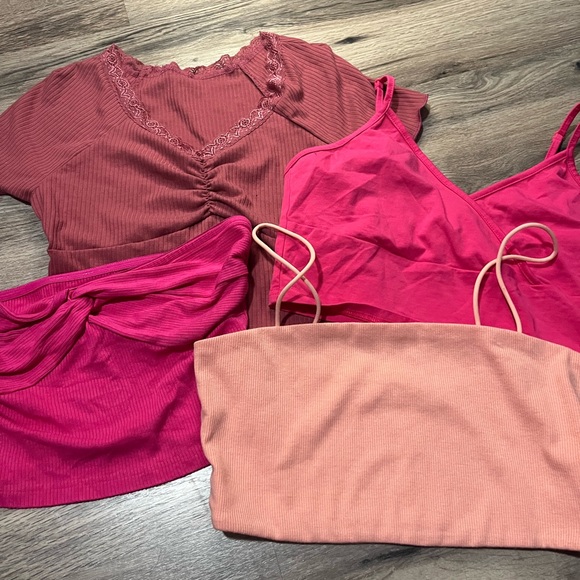 SHEIN | Tops | Bundle Of 4 Pink Tops Variety Of Cropped Styles Small ...